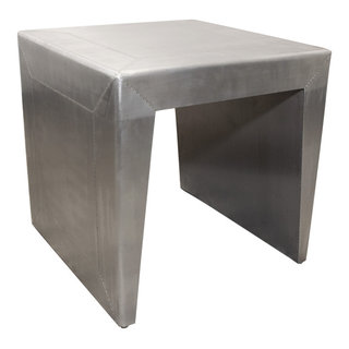 Pilot Huxley End Table With Aluminum Metal Cladding, Solid Wood ...