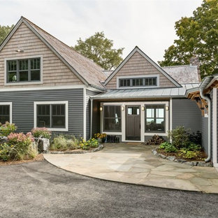75 Beautiful Mixed Siding Exterior Home With A Mixed Material Roof ...