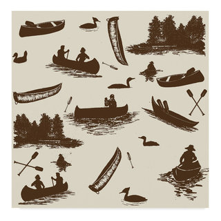 "Canoe Pattern Brown" by Sher Sester, Canvas Art, 35"x35" - Rustic ...