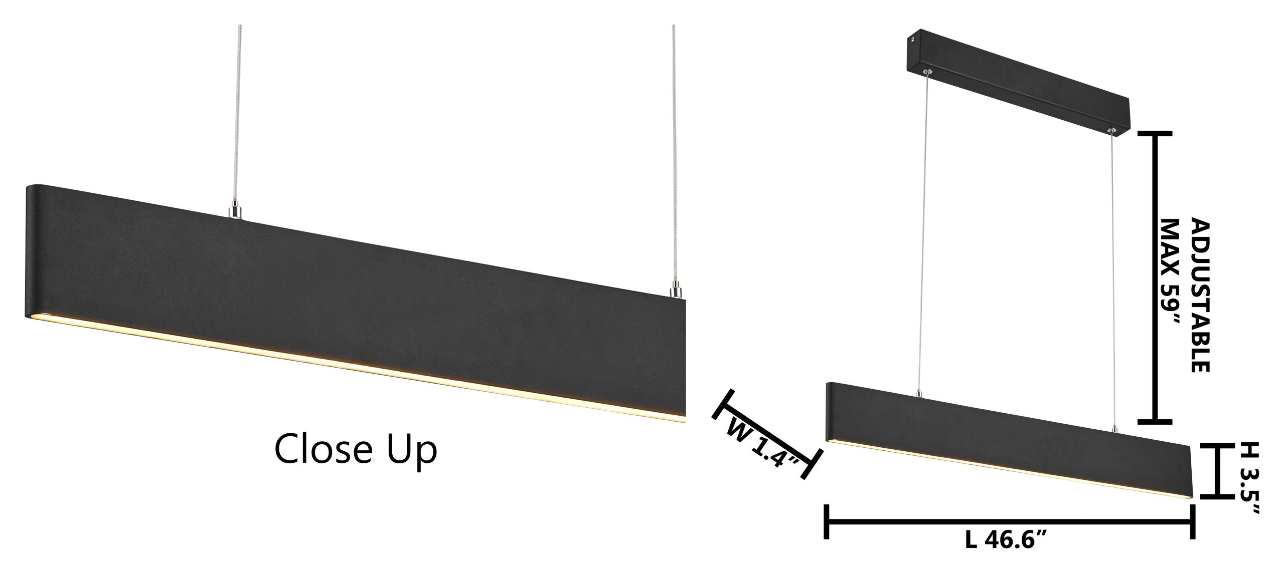 Black Thin Rectangular Frame LED Light Fixture - Modern - Kitchen ...