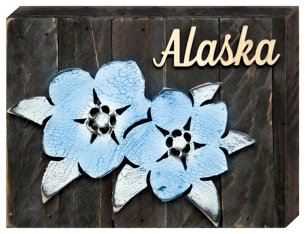 Alaska State Flower Block, 12"x9" - Contemporary - Outdoor Wall Art ...