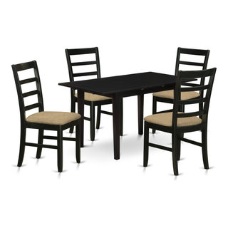 3Pc Dining Set 2 Chairs, Butterfly Leaf Rectangle Dining Table, Black ...