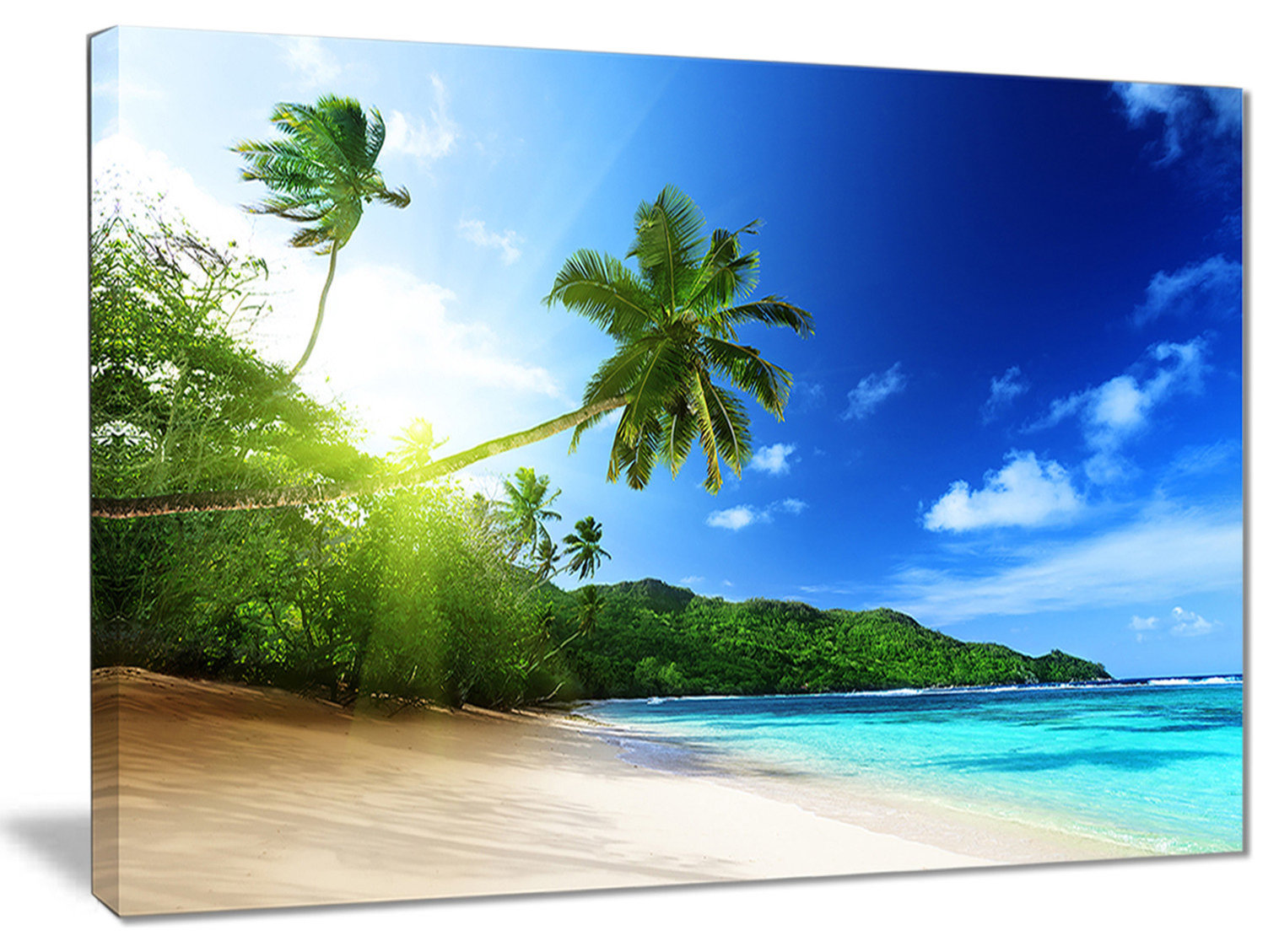 "Sunset Beach With Palm" Landscape Photography Canvas Print, 20"x12 ...