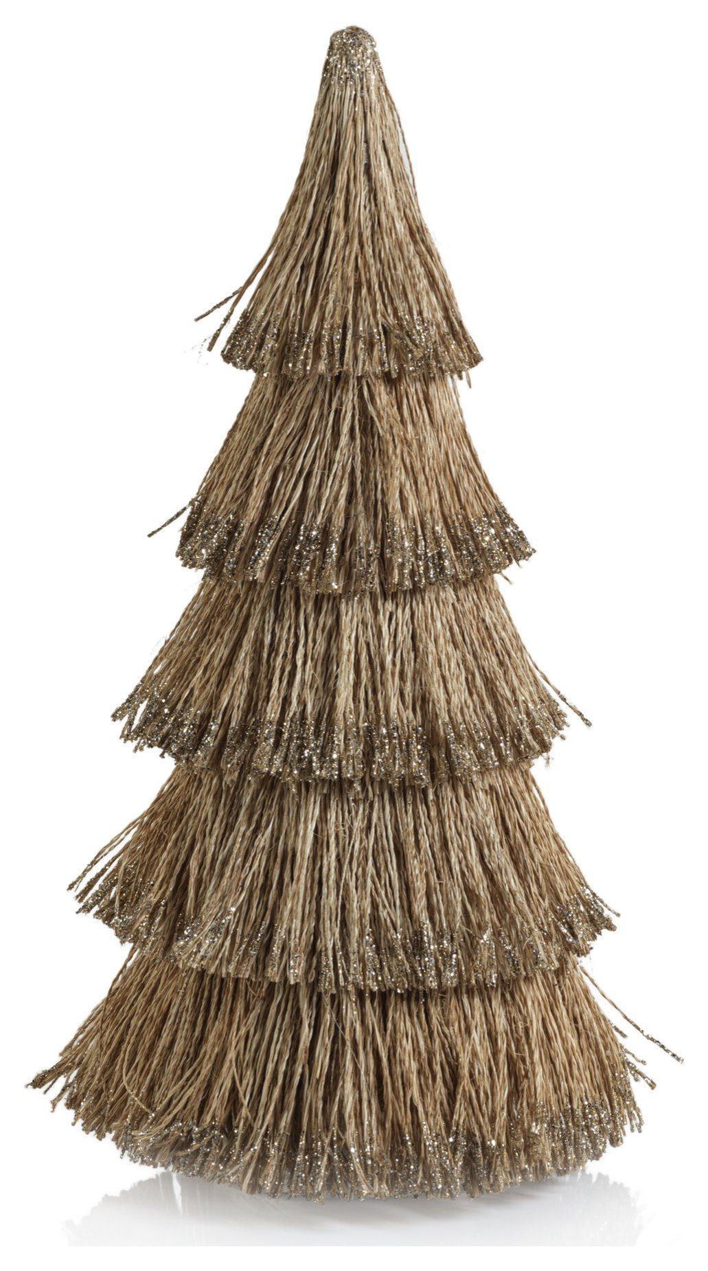 All Natural Abaca Rope Decorative Tree With Champagne Glitter Trim, 15 ...