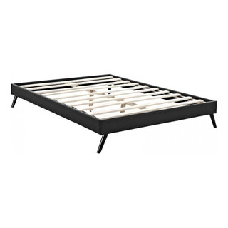 Bedroom Helen Full Vinyl Bed Frame With Round Splayed Legs - Midcentury ...
