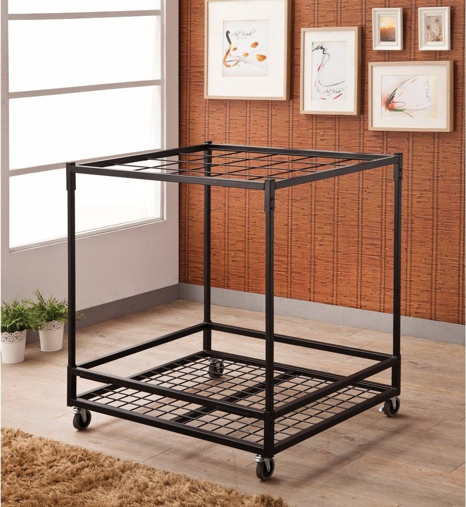 Well-designed Metal Rug Rack With Casters, Black - Industrial - Blanket ...