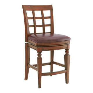 Napa Bar Stool With Back, Mahogany, 2 - Traditional - Bar Stools And ...