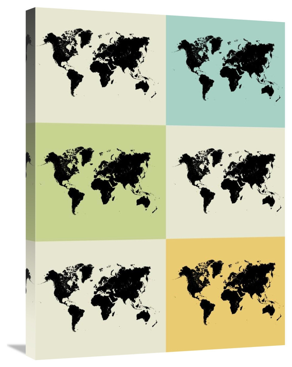 "World Map Grid" Poster Fine Art Print, 24" x 32" - Modern - Prints And ...