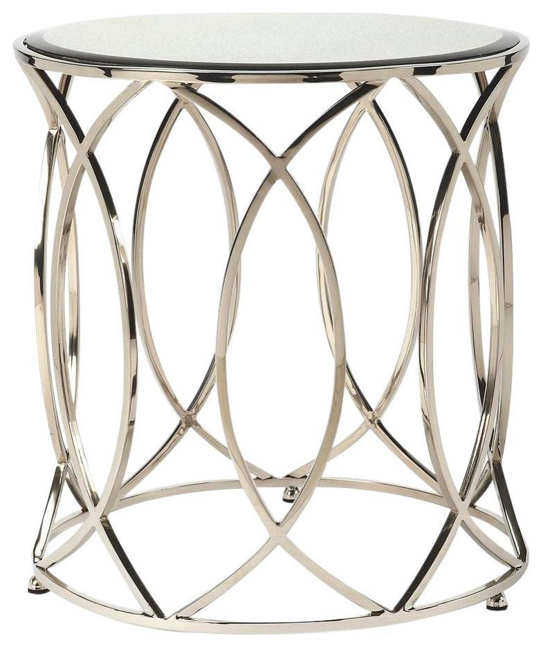 Glamorous Silver Metal Round Table - Contemporary - Side Tables And End ...