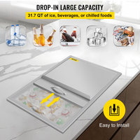 VEVOR Drop In Ice Chest Cooler Stainless Steel W/ Push-Pull Cover ...