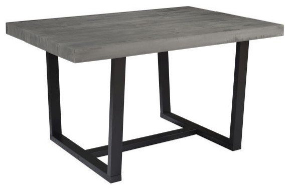 Walker Edison Distressed Solid Wood Dining Table, Gray - Industrial ...