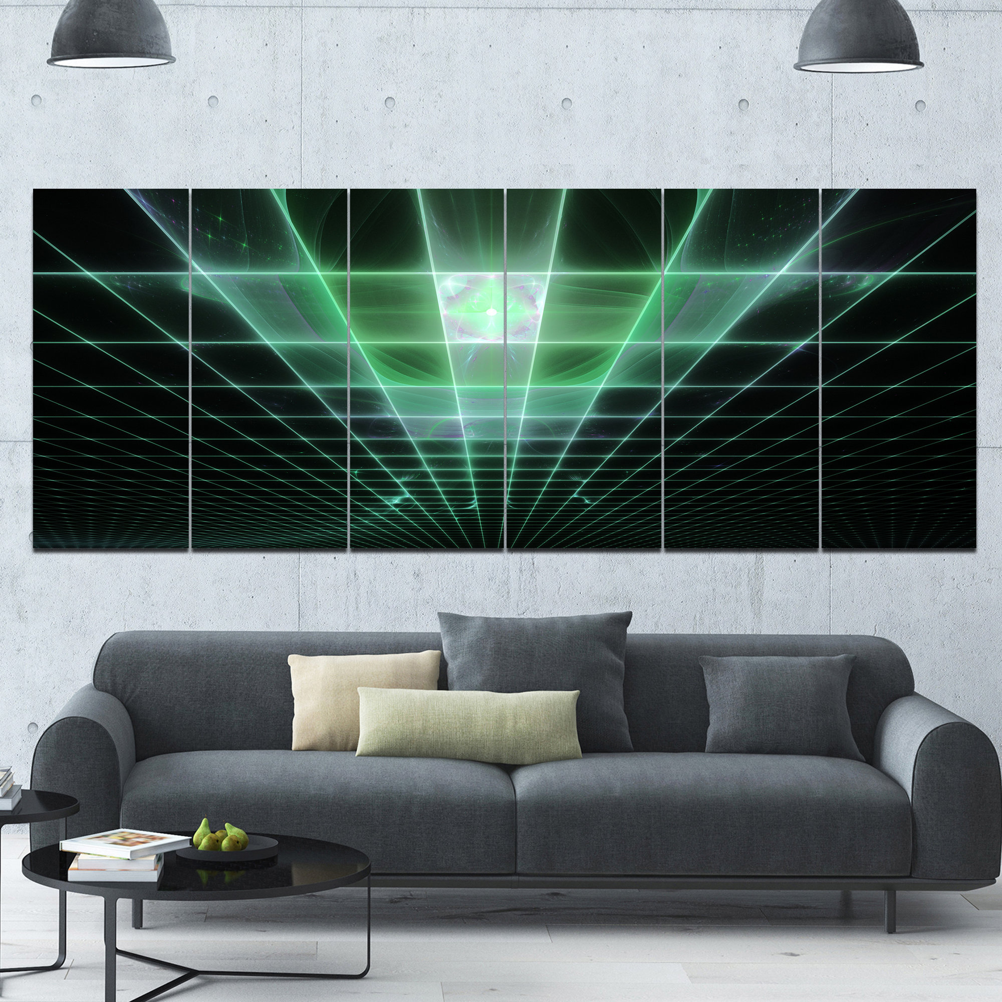 Light Green Bat on Radar Screen, Multipanel Abstract Canvas Art Print ...