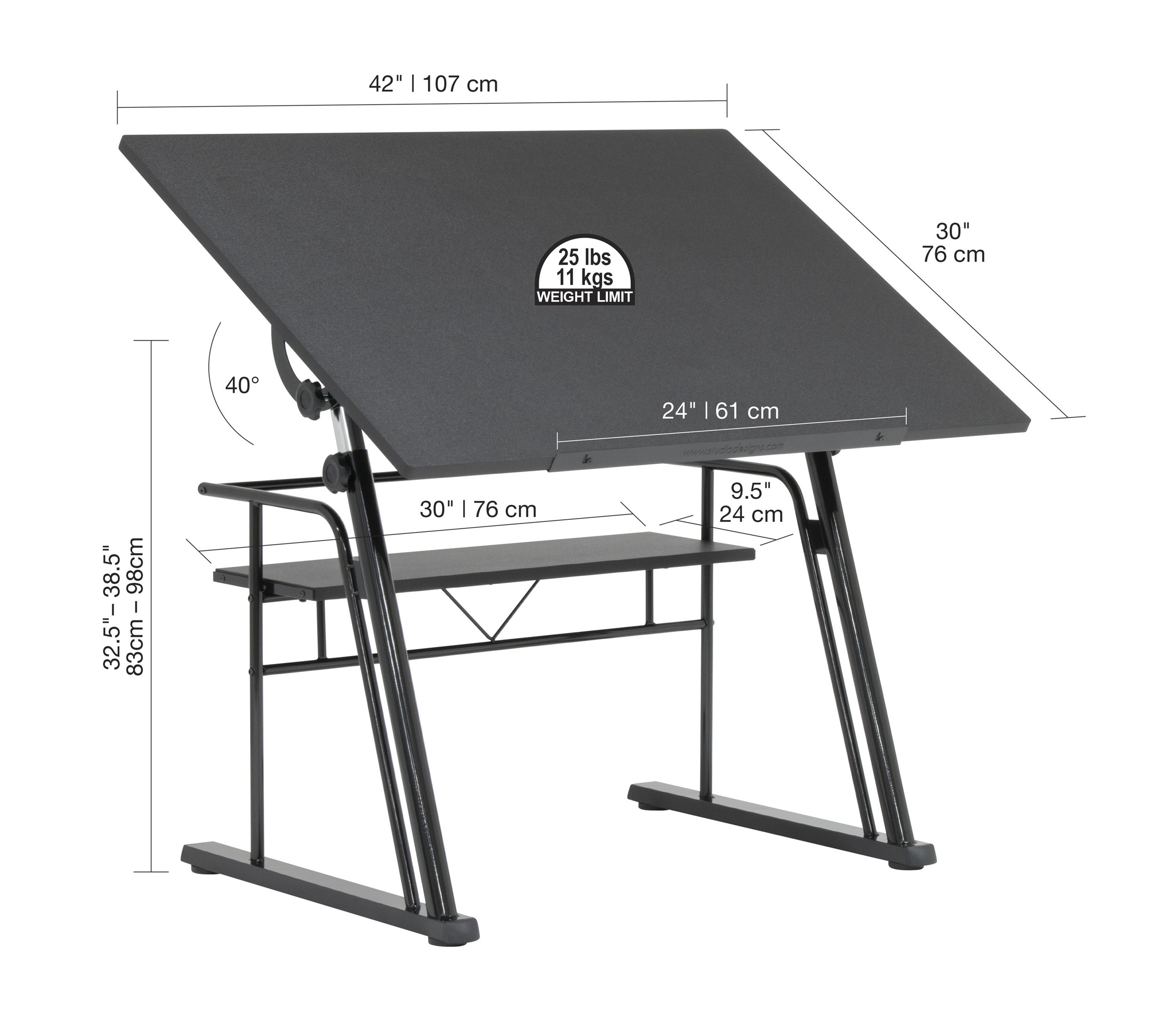 Zenith Drafting Table, Black - Contemporary - Drafting Tables - by ...