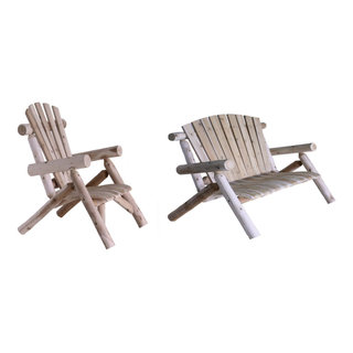 Lakeland Mills Cedar Log Lounge Chair With 4-Foot Cedar Log Love Seat ...