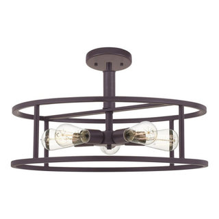 3 Light Semi-Flush Mount-Western Bronze Finish - Ceiling - Semi-Flush ...