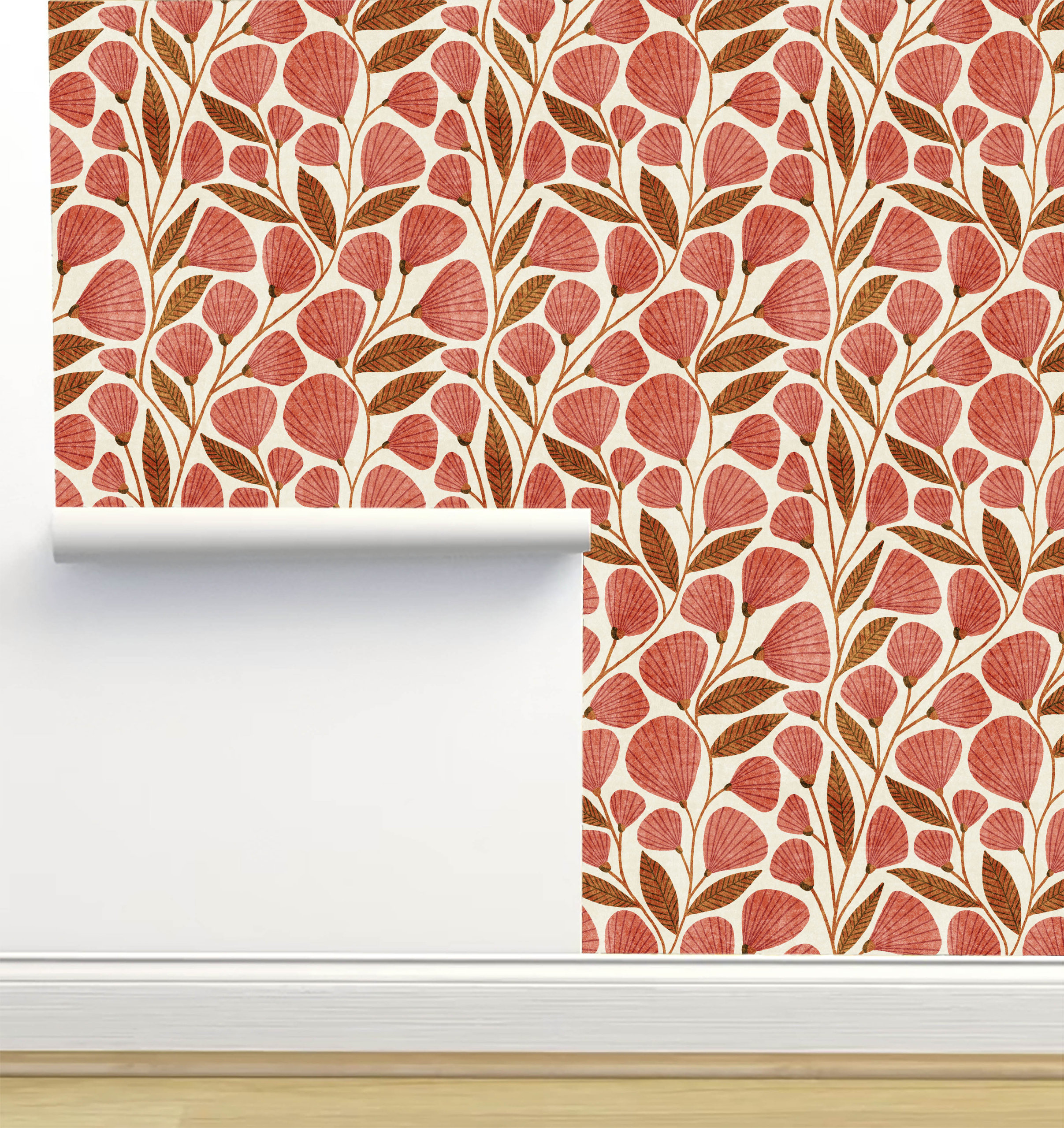 Cecile Dark Pink and Gold Wallpaper, 24"x72" - Contemporary - Wallpaper ...