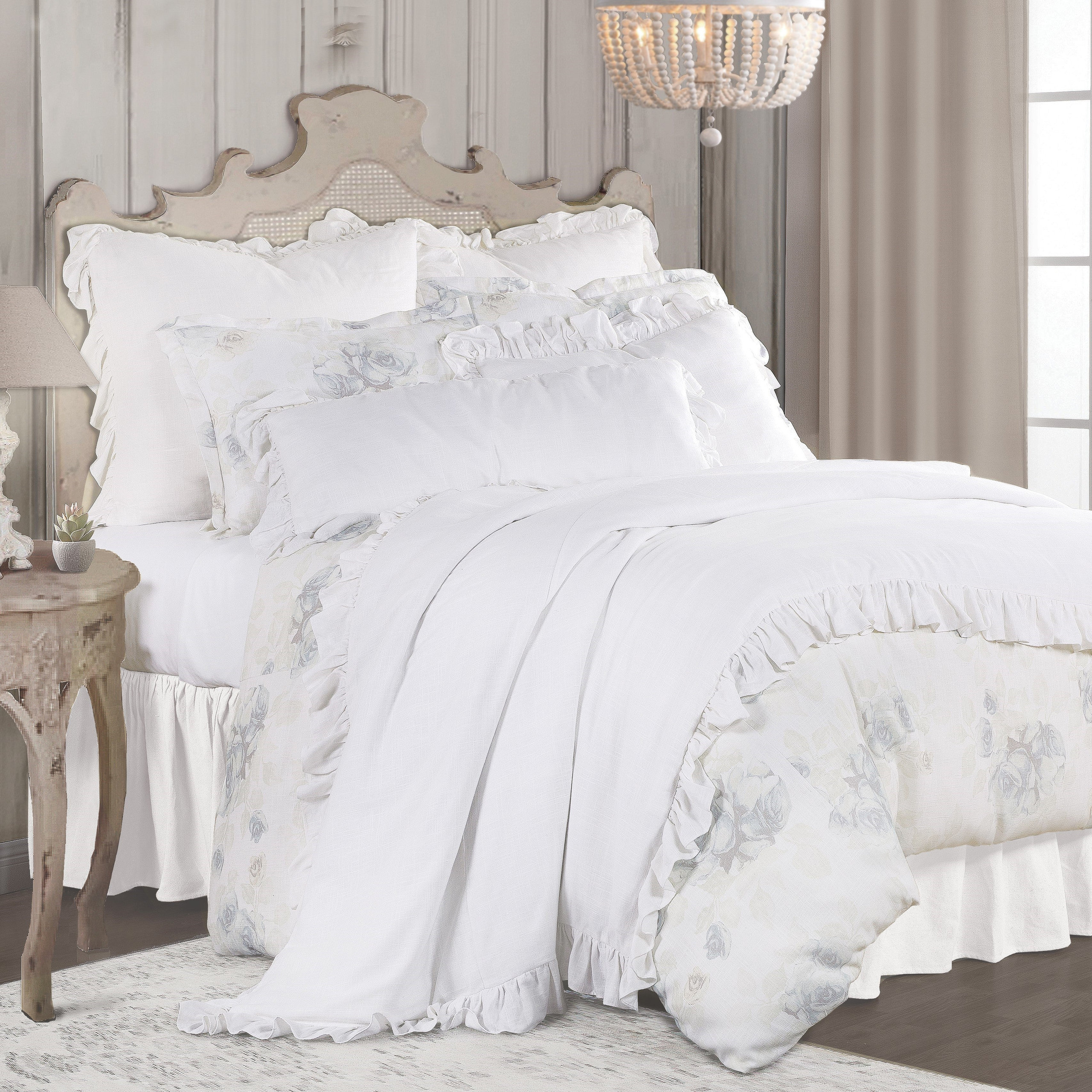 Rosaline Washed Linen Comforter Set, 3PC, Super Queen - Traditional ...