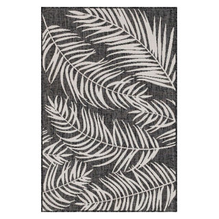 Rug Unique Loom Outdoor Botanical Black Rectangular 4' 0 x 6' 0 ...