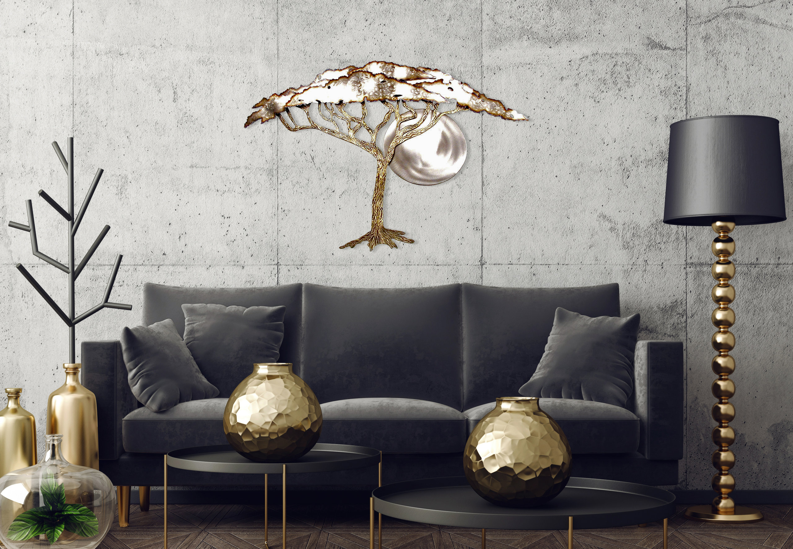 Coastal Home Decor 'Acacia Tree in Moonlight' - SST Steel Beach Acacia ...