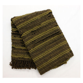 Ribbon Applique Wool Throw, Lime - Contemporary - Throws - by Sabira ...