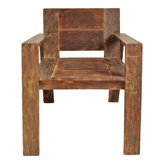Modern Outdoor Indoor Barn Wood Chair - Rustic - Outdoor Dining Chairs ...