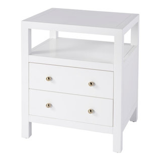 Nora 2-Drawer Nightstand, White - Contemporary - Nightstands And Bedside Tables - by Bison ...