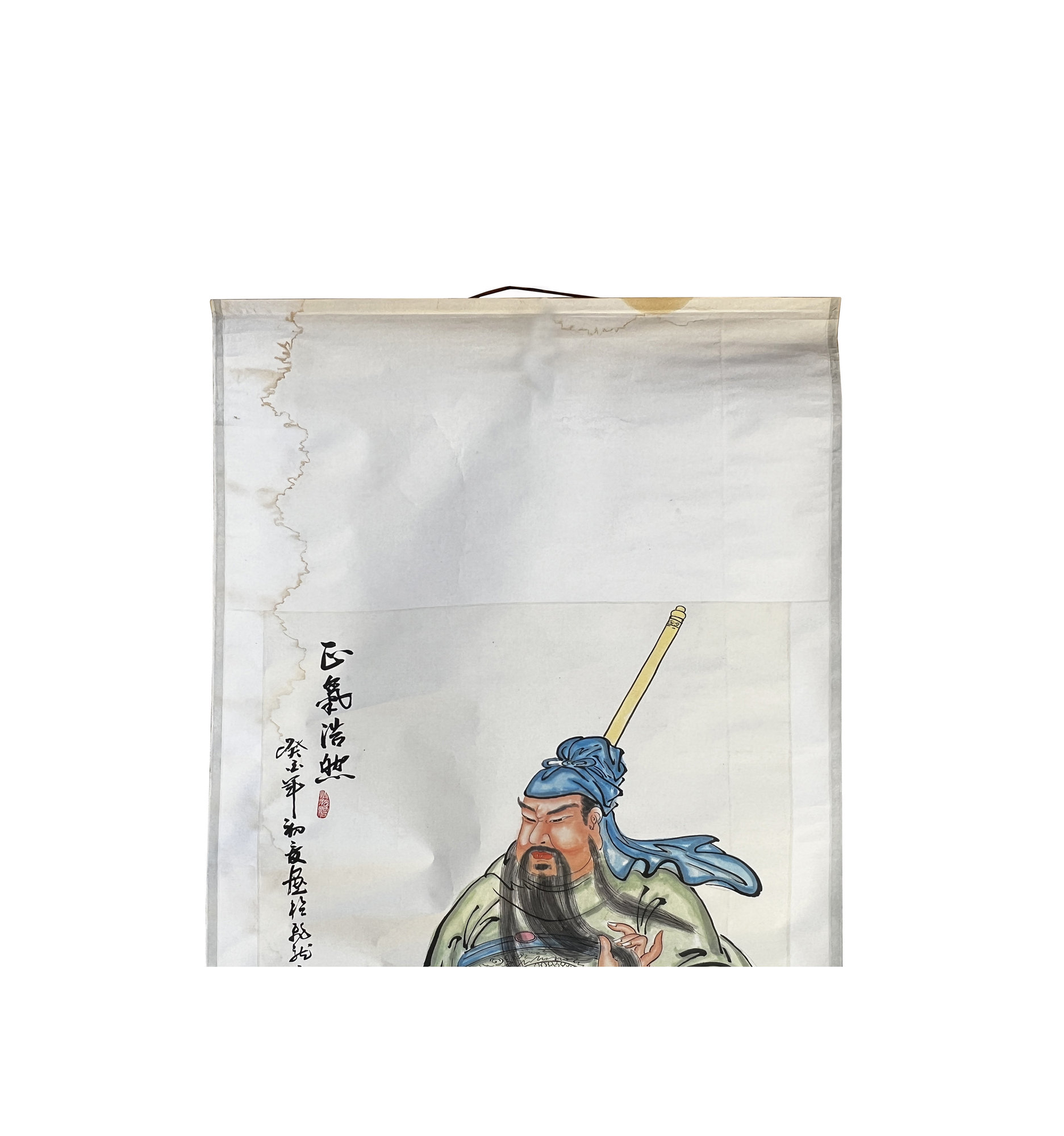 Chinese Color Ink General Guan Portrait Scroll Painting Wall Art ...