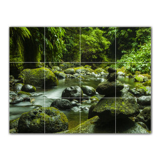 River Ceramic Tile Wall Mural HZ500912, 17" Wide x 12.75" High - Rustic ...