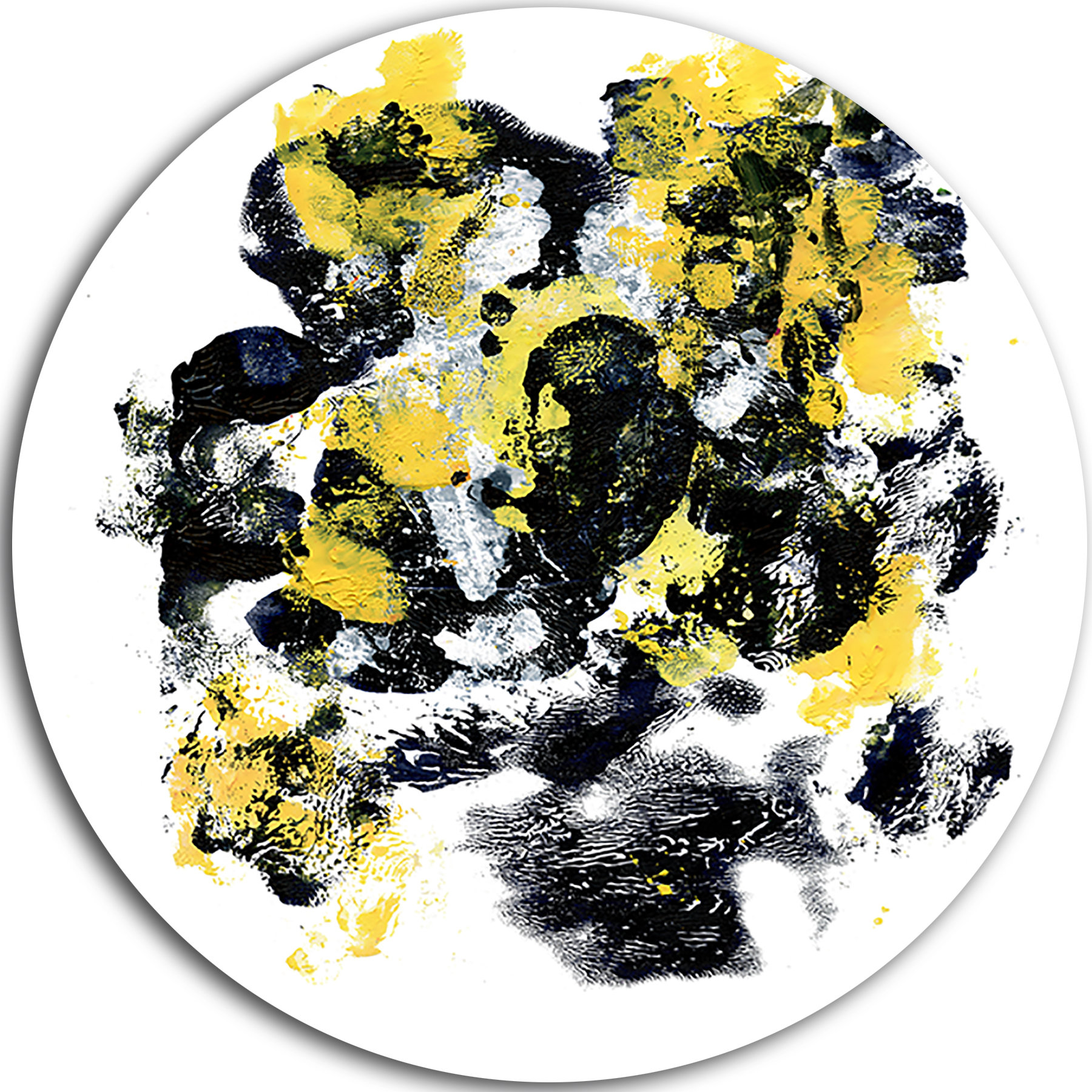 Fractal Golden Black Structure, Abstract Art Disc Metal Wall Art, Disc ...