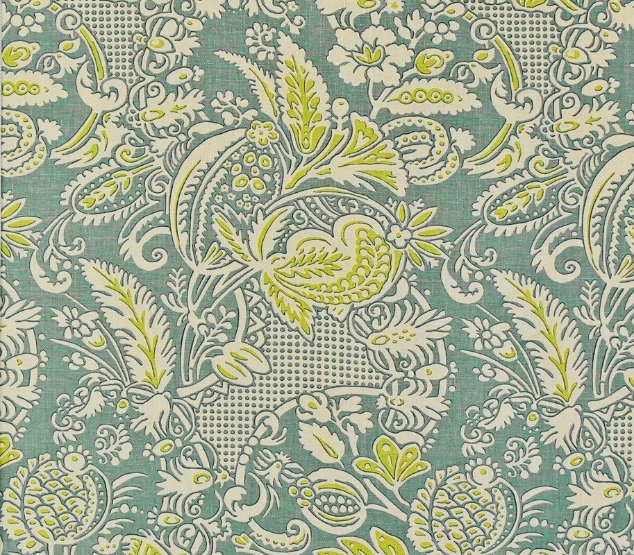Clarence House Fabric Mid-Century Blue grey green Asian Garden Linen ...