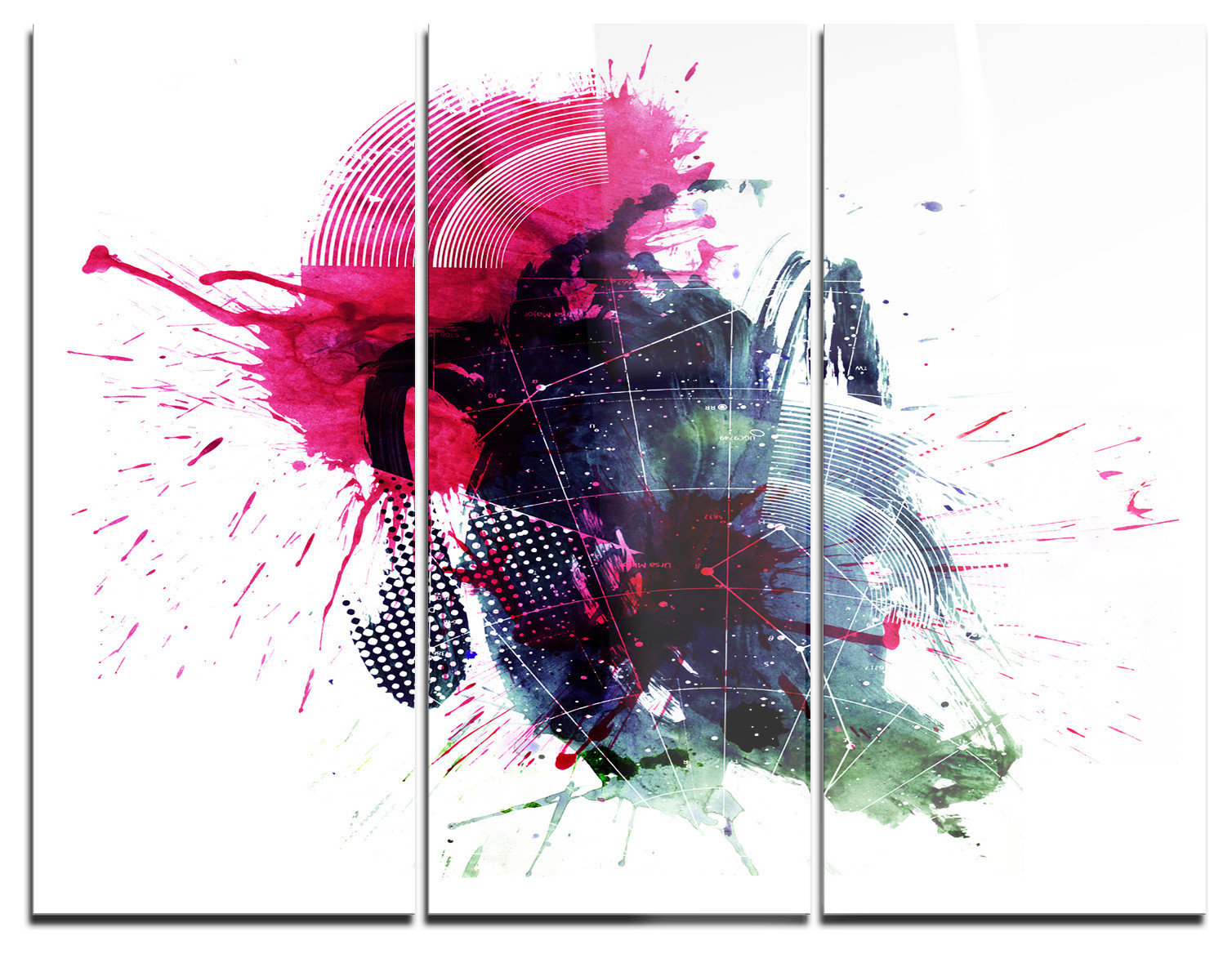 "Multicolor Abstract Stain" Metal Wall Art, 3 Panels, 36"x28", 36"x28 ...