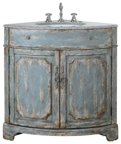 24" Triadsville Distressed Gray Beach Style Corner Bath Vanity ...