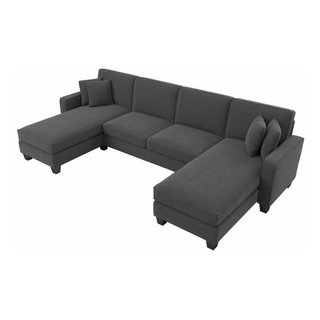 Bush Furniture Stockton 131W Sectional Couch with Double Chaise Lounge ...