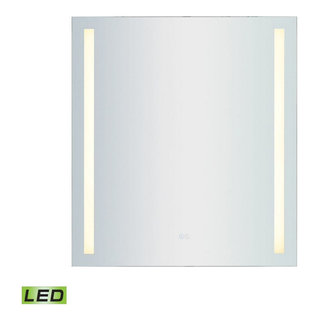 LED Back Lit Wall Mirror in Brushed Aluminum Bluetooth Audio Speaker ...