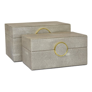Plutus Brands Wood Box Set Of 2, Gray Wood - Contemporary - Decorative ...