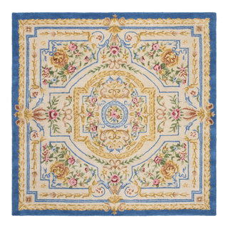 Safavieh Savonnerie Sav118m Handmade Blue / Ivory Rug, 6' square ...