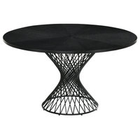 Cirque 54" Round Pedestal Dining Table Black Metal Base - Industrial ...
