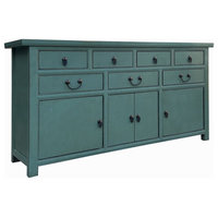 Chinese Turquoise Blue 7 Drawers Sideboard Buffet Credenza Table ...