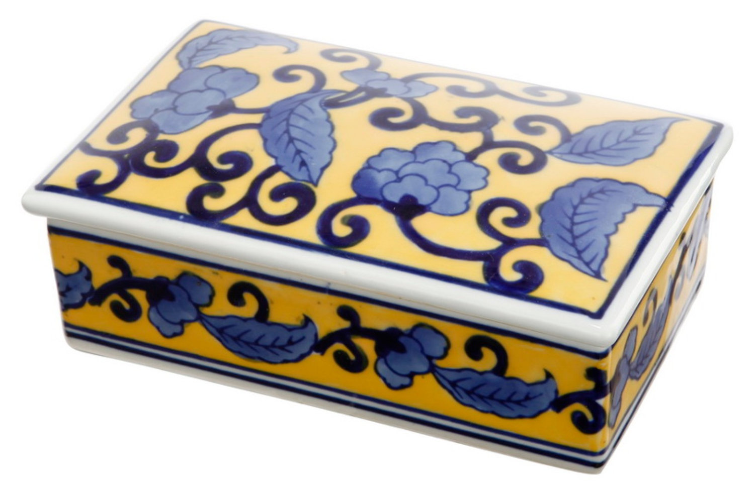 Rectangular Collectibles Box With Floral Design - Mediterranean ...