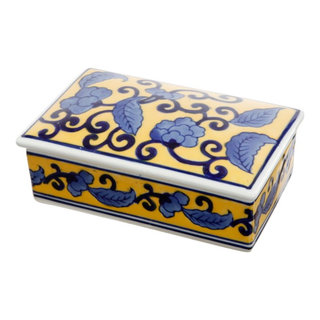 Rectangular Collectibles Box With Floral Design - Mediterranean ...