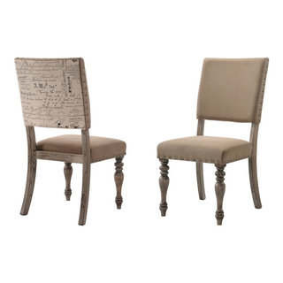 Birmingham Script Printed Driftwood Finish Dining Chair with Nail head ...