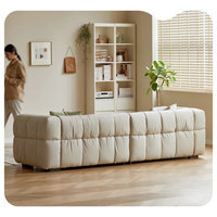 Oak Solid Wood Technology Cloth Sofa Cream wind, 3-Seater 86.6x38.6x27 ...