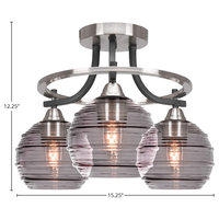 Paramount 3-Light Semi-Flush, Matte Black & Brushed Nickel, 6" Smoke ...