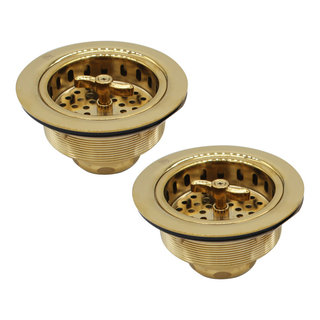Two Wing Nut Style Large Kitchen Basket Strainer, Polished Brass ...