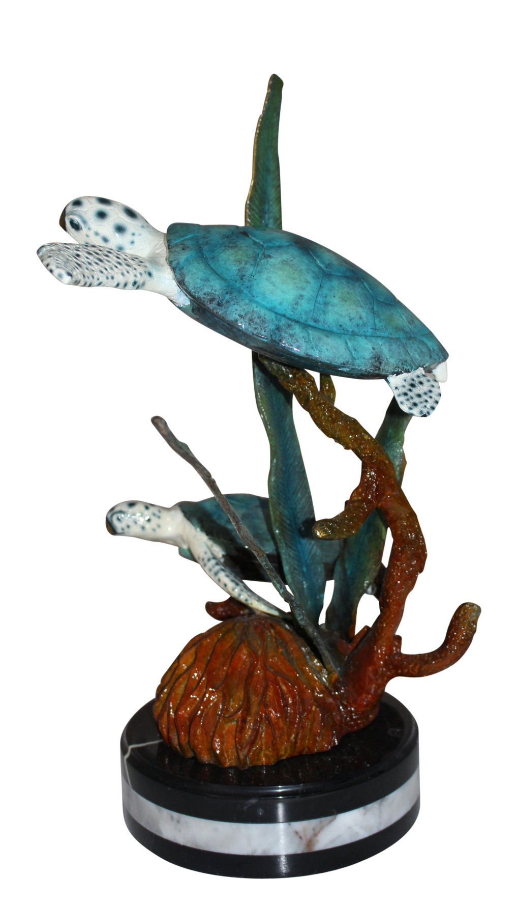 Two Sea Turtles Swimming Bronze Statue - Size: 17"L x 9"W x 20"H ...