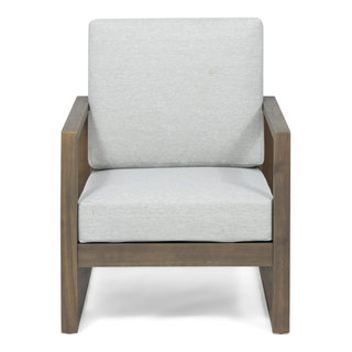 Silla Outdoor Acacia Wood Club Chair with Cushion - Transitional ...