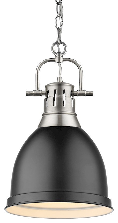 Golden Lighting Duncan Small Pendant, Pewter/Black Shade, 3602-SPW-BLK ...