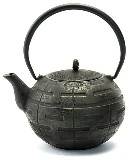 Rikyu Geometric Cast Iron Teapot, Black, 30 fl. oz. - Asian - Teapots ...