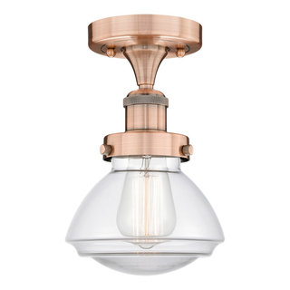 Olean 1-Light 6.5" Semi-Flush Mount Brushed Satin Nickel - Industrial ...