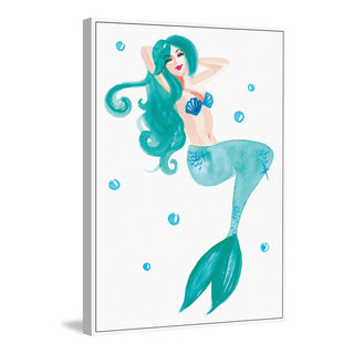 "Mermaid" Floater Framed Painting Print on Canvas, 12"x18" - Beach ...